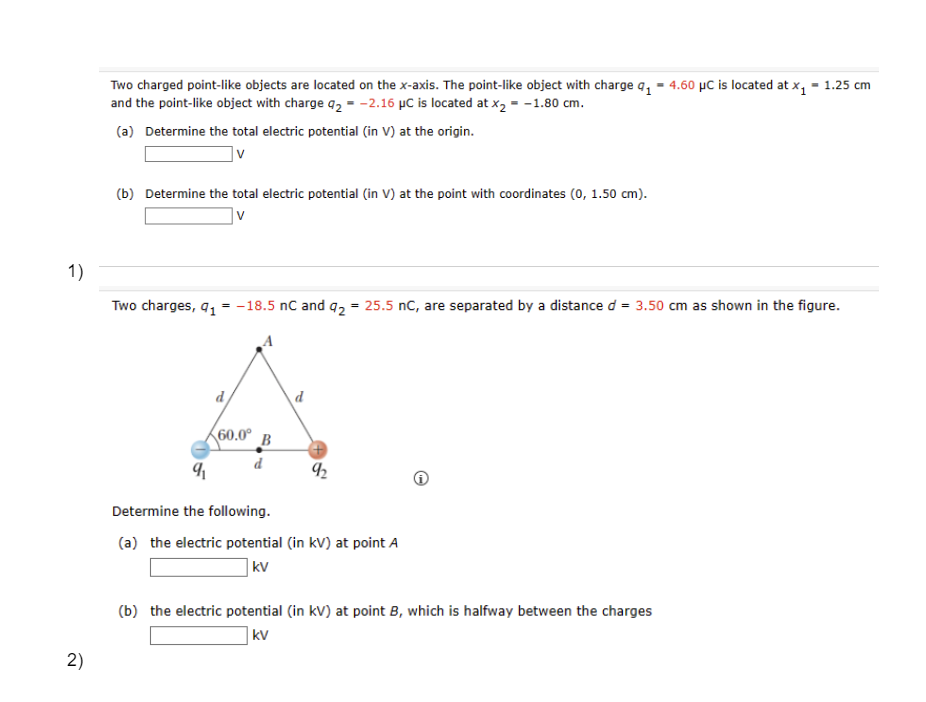 Solved Two charged point-like objects are located on the | Chegg.com