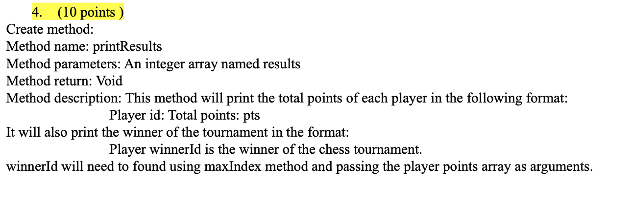 Solved 4. (10 points ) Create method: Method name: | Chegg.com