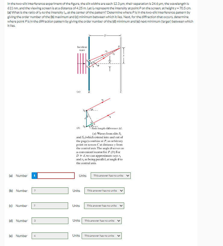 Solved In the two-slit interference experiment of the | Chegg.com