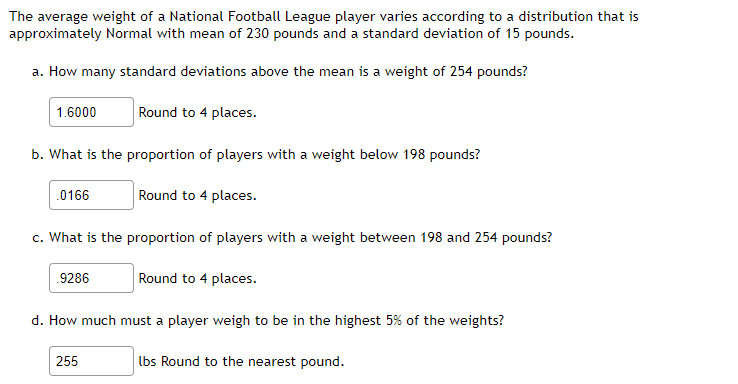 Solved The average weight of a National Football League | Chegg.com
