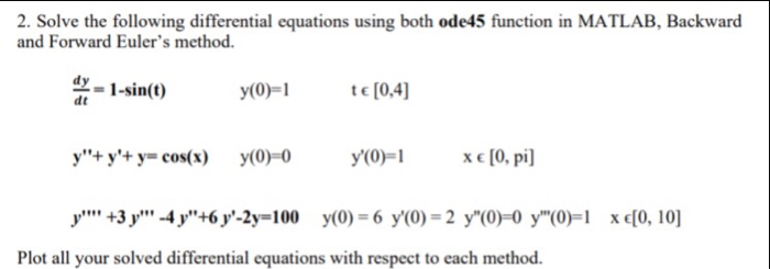 Solved 2. Solve the following differential equations using | Chegg.com