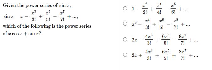 Solved Given the power series of | Chegg.com