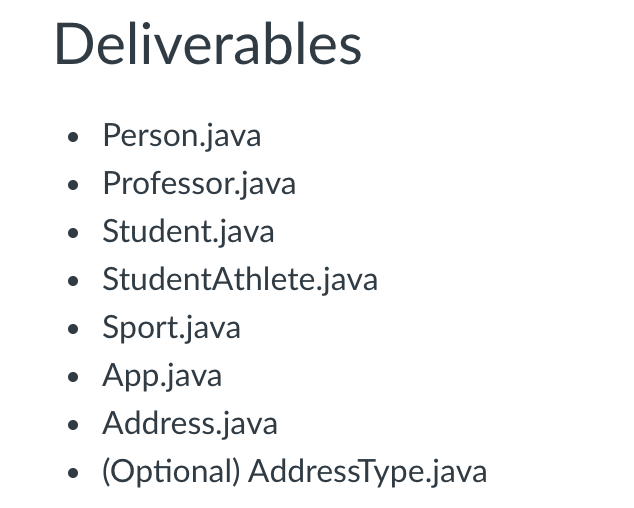 Deliverables Person.java Professor.java Student.java | Chegg.com