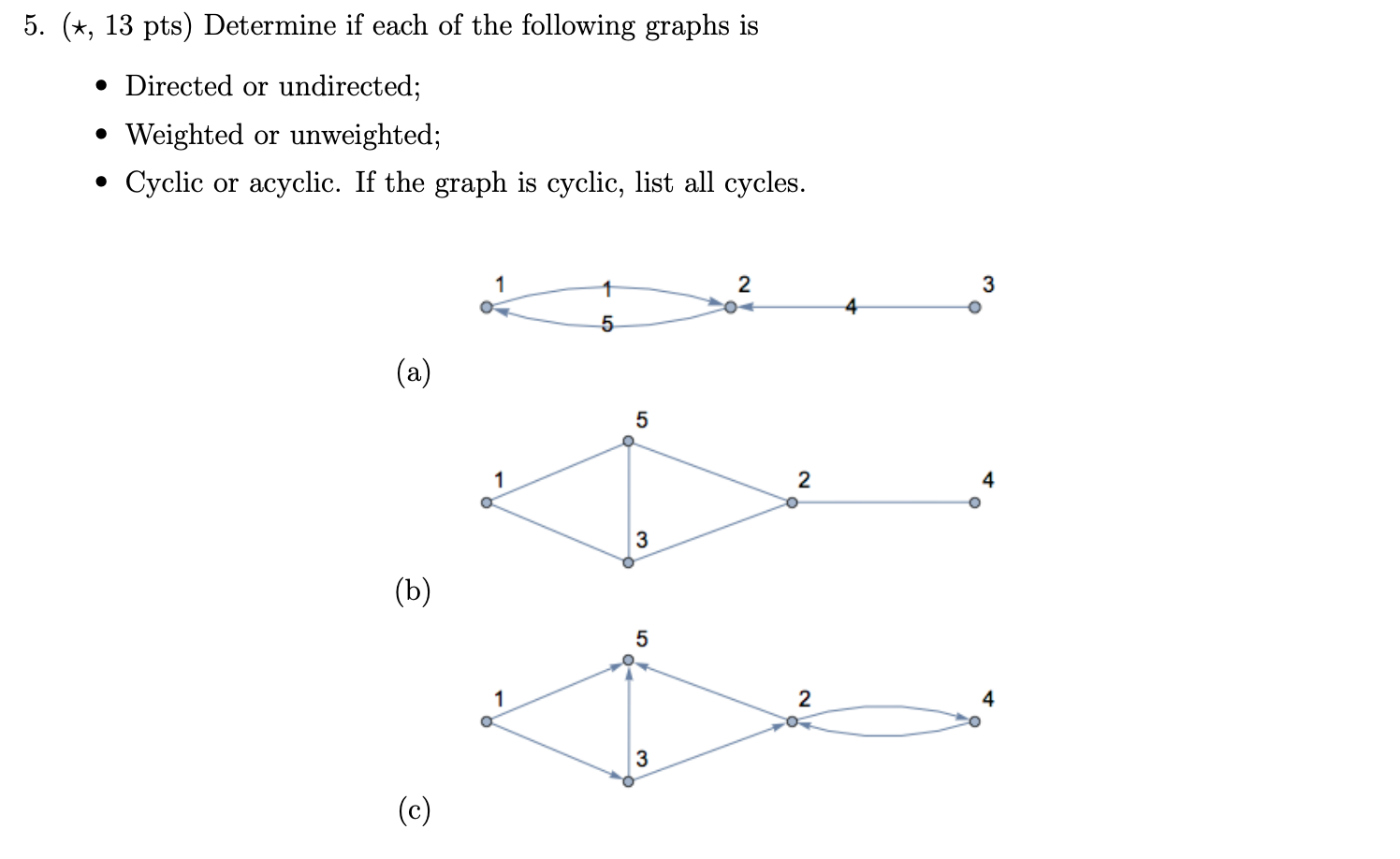 Solved 5. (*, 13 pts) Determine if each of the following | Chegg.com