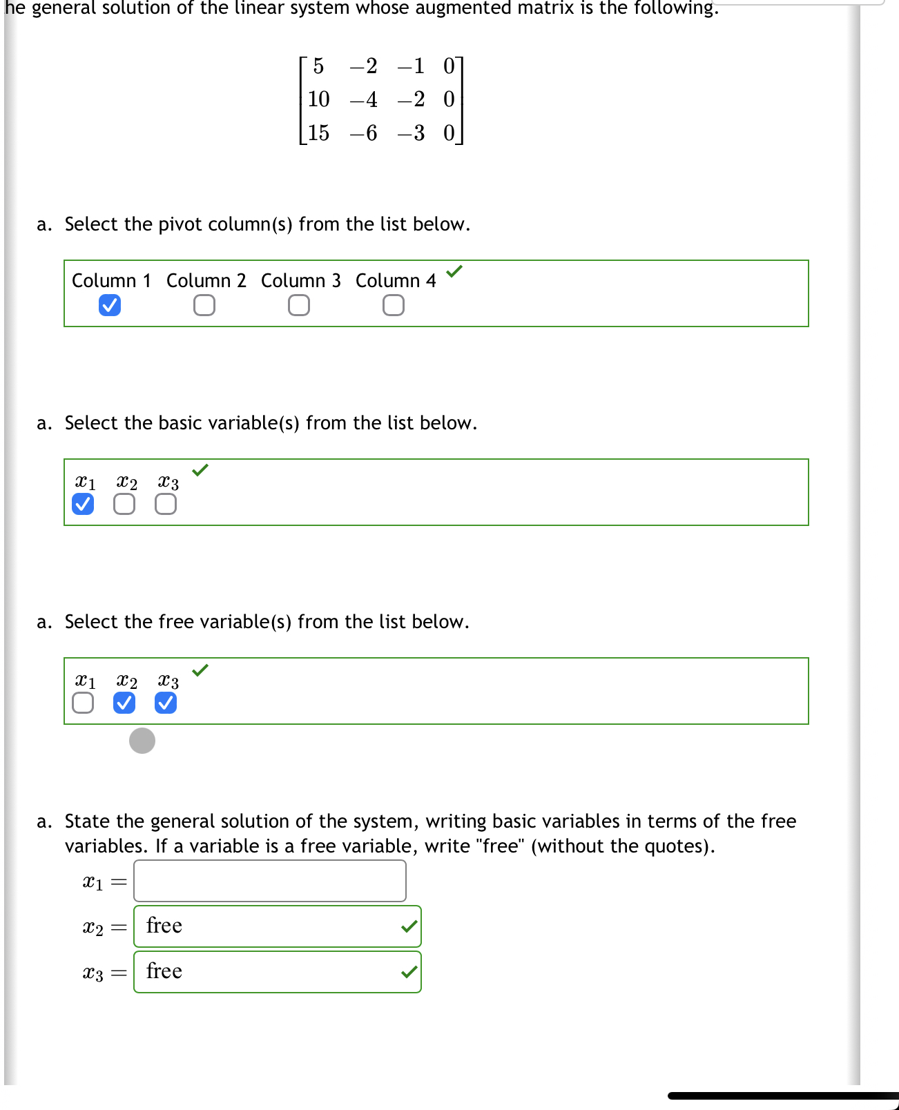 Solved ⎣⎡51015−2−4−6−1−2−3000⎦⎤ a. Select the pivot | Chegg.com