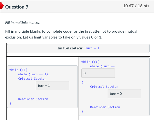 Solved Question 9 10.67/16 pts Fill in multiple blanks. Fill | Chegg.com