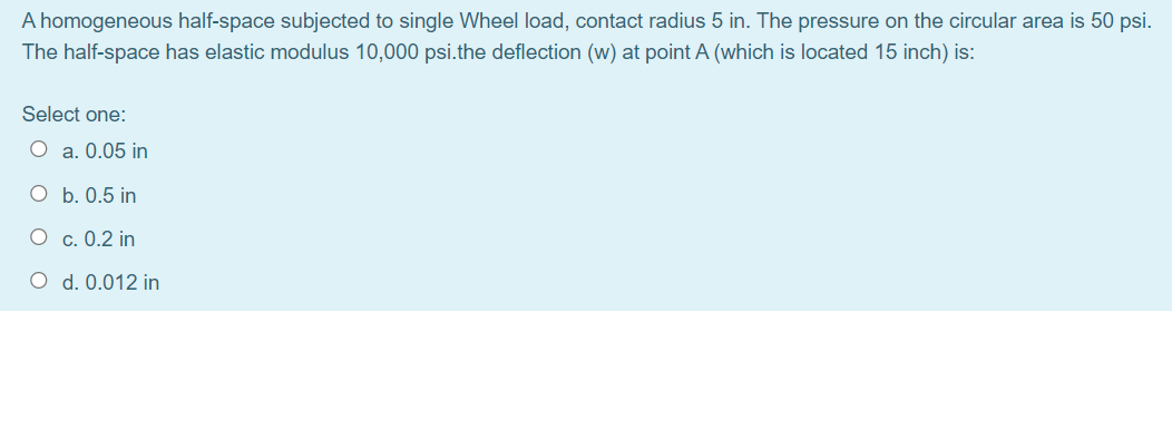 Solved A homogeneous half-space subjected to single Wheel | Chegg.com