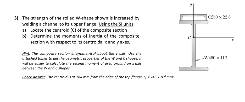 Solved The strength of the rolled W-shape shown is increased | Chegg.com