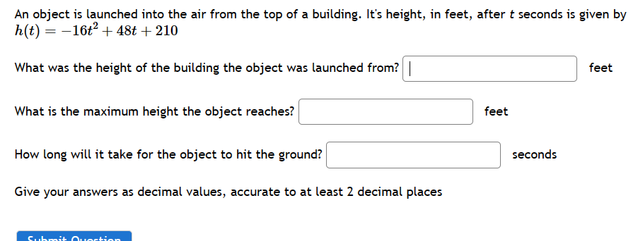 Solved An object is launched into the air from the top of a | Chegg.com