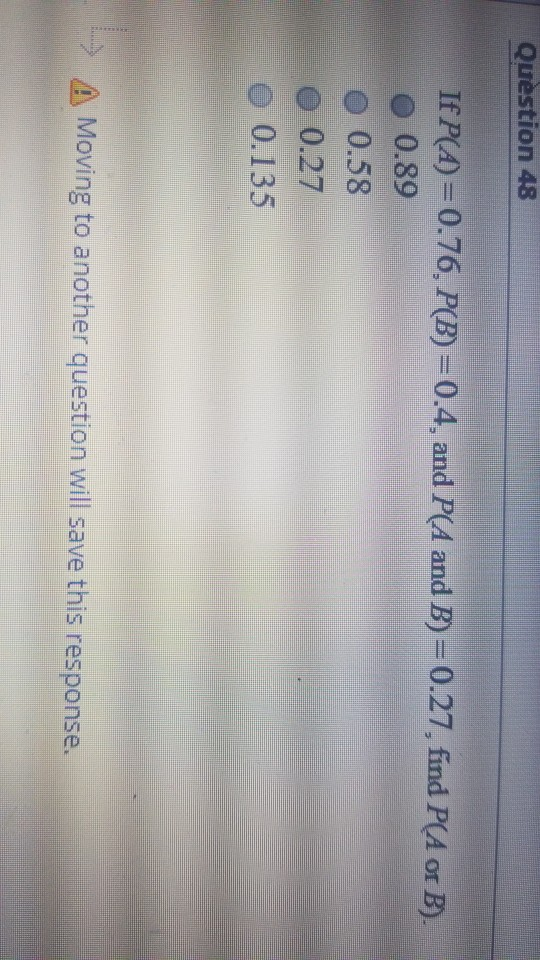 Solved Question 49 Determine the indicated probability for a | Chegg.com