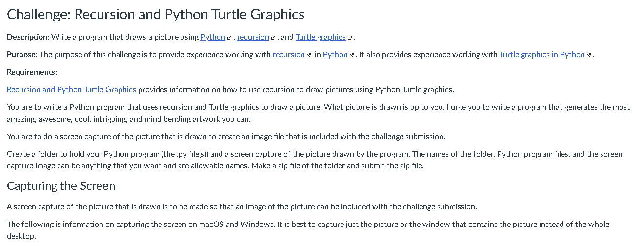 Solved Challenge: Recursion and Python Turtle Graphics | Chegg.com