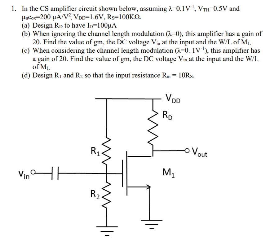 Solved In the CS amplifier circuit shown below, assuming | Chegg.com