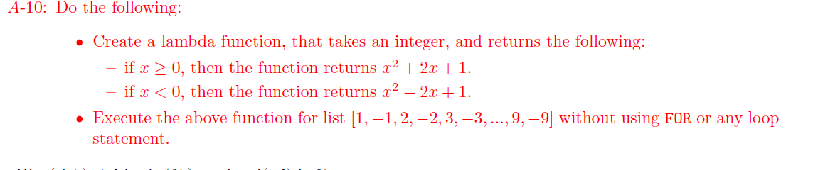 Solved A 10 Do The Following Create A Lambda Function Chegg