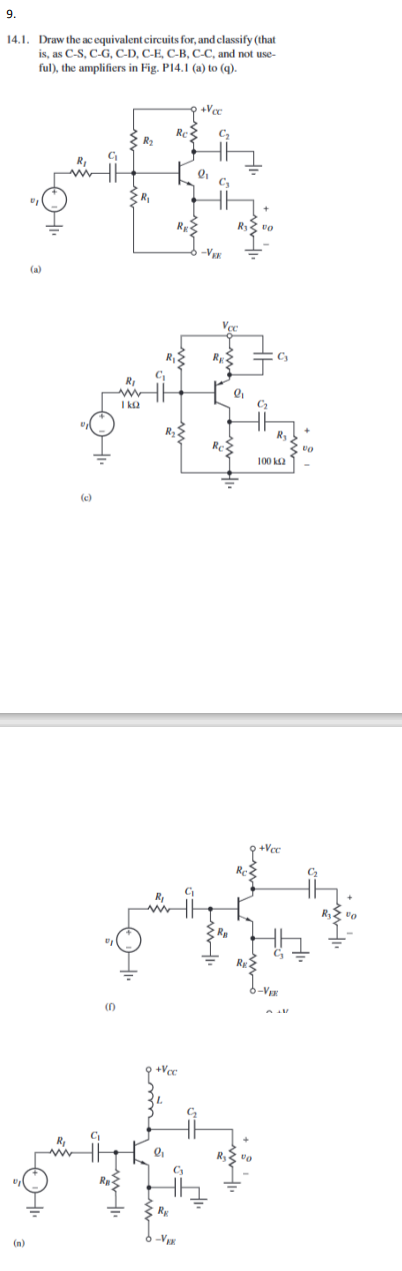 Solved \r\n4.1. Draw the ac equivalent circuits for, and | Chegg.com