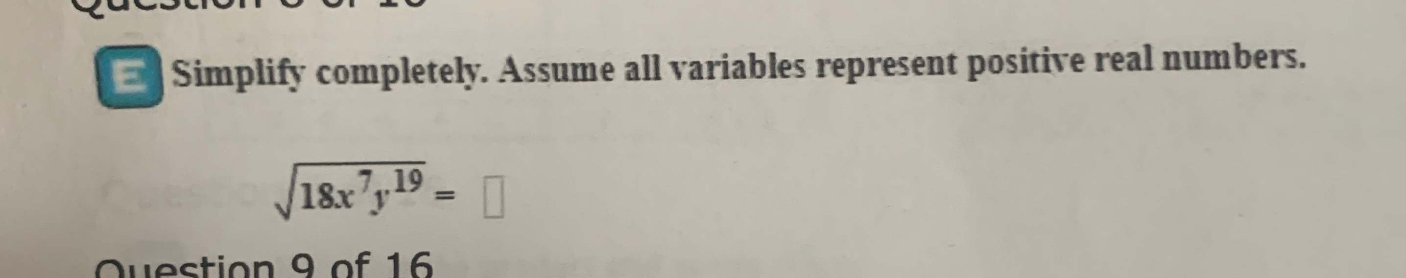 Solved E Simplify completely. Assume all variables represent | Chegg.com