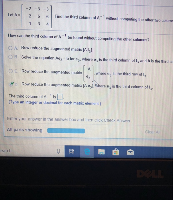 Solved -2-3 3 Let A= | 6 | Find the third column of A-1 | Chegg.com