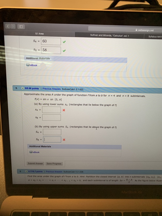 Solved 5.1 Area Sulivan and Miranda, "Calculus, ed. Sylabus | Chegg.com