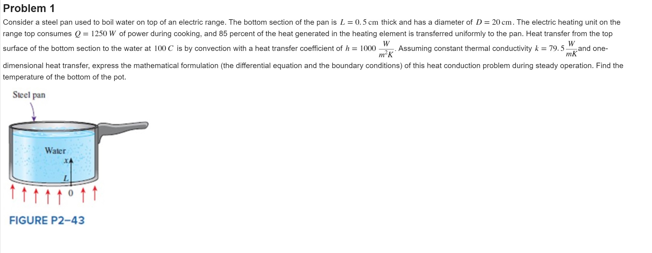 Solved Please help with the matlab code!Consider a steel pan | Chegg.com