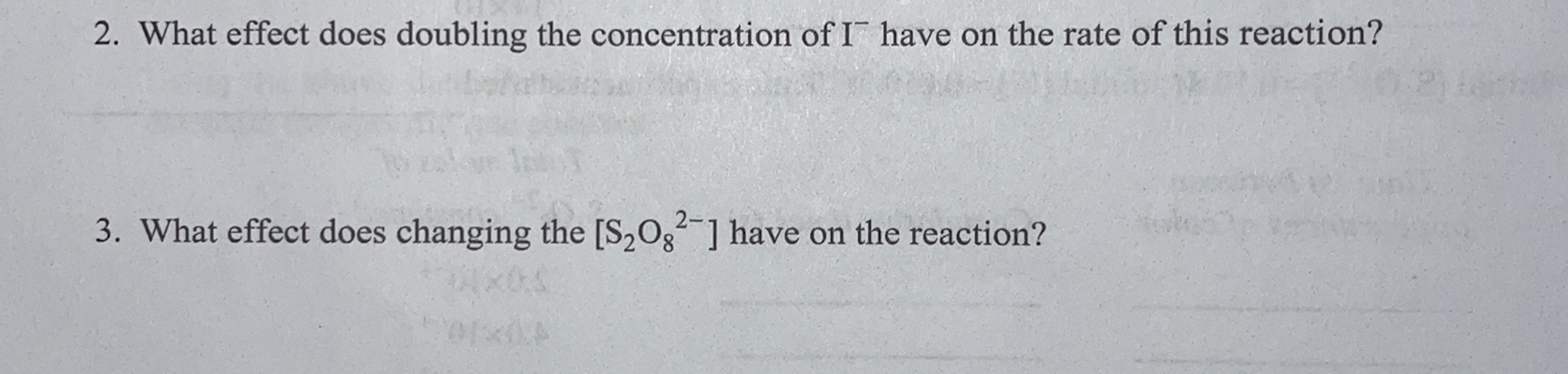 Solved 2. What effect does doubling the concentration of | Chegg.com