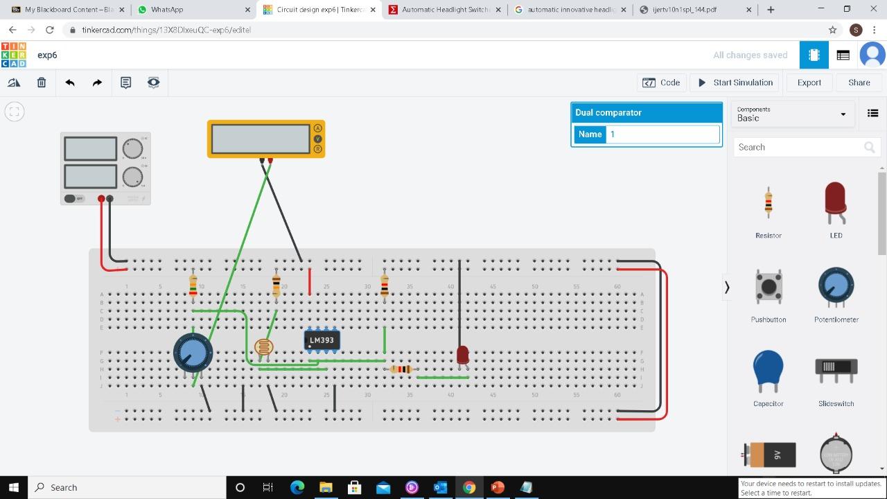 Solved draw this circuit on tinkercad ( with breadboard, as | Chegg.com