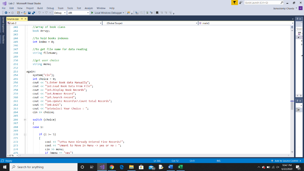 Solved Here is my C++ code which i used in Lab2, the exact | Chegg.com
