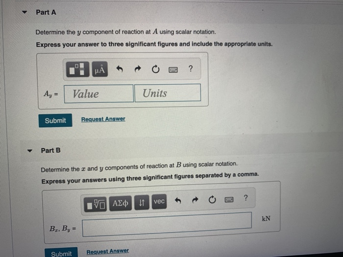 Solved Part A Determine The Y Component Of Reaction At A