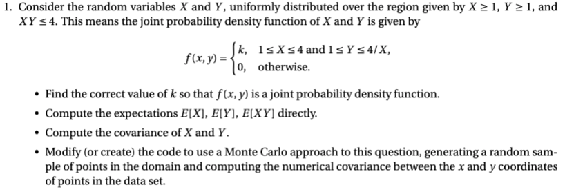 1. Consider the random variables X and Y , uniformly | Chegg.com