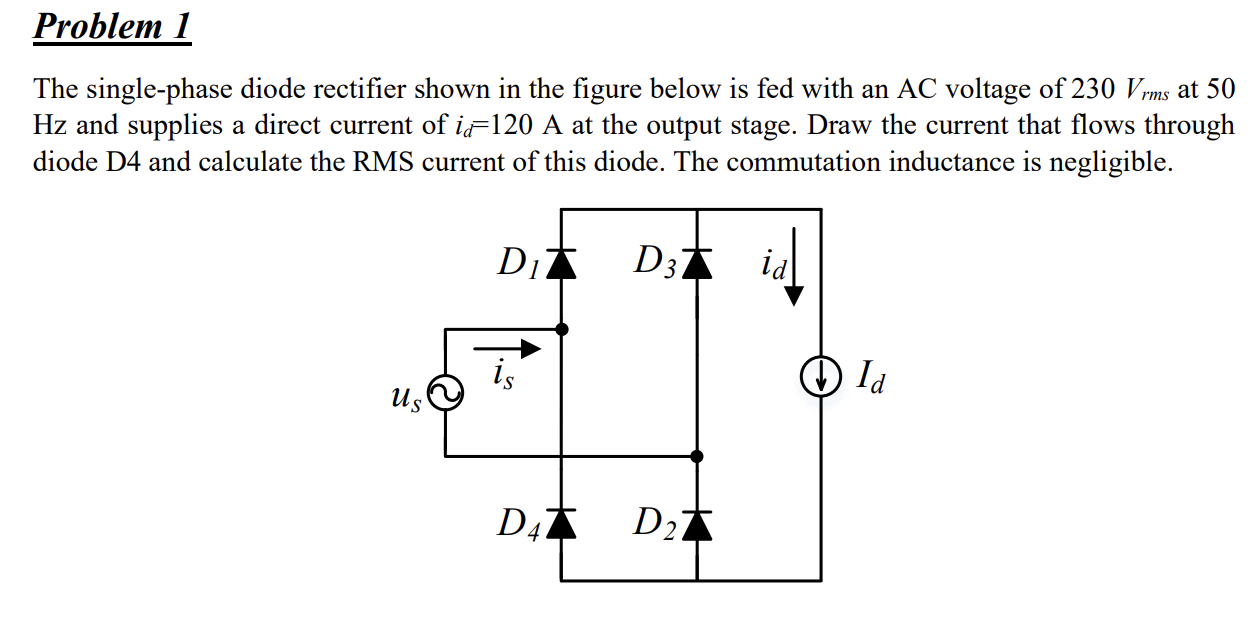 Solved Problem 1 The single-phase diode rectifier shown in | Chegg.com