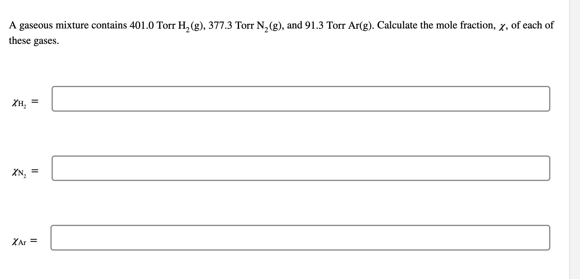 Solved A gaseous mixture contains 401.0 Torr H2 (g), 377.3 | Chegg.com