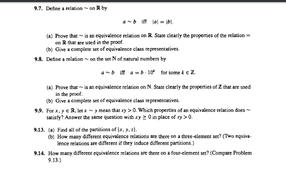 Solved 9.7. Define a relation on R by ab iff la = 161. (a) | Chegg.com