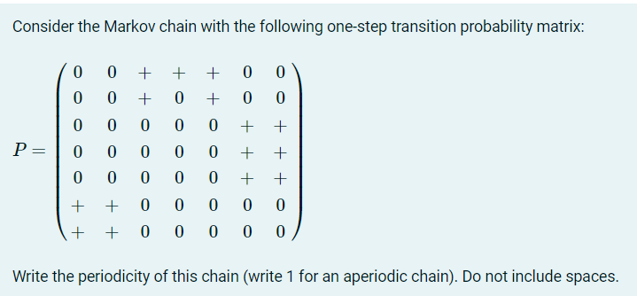 Solved Consider the Markov chain with the following one-step | Chegg.com