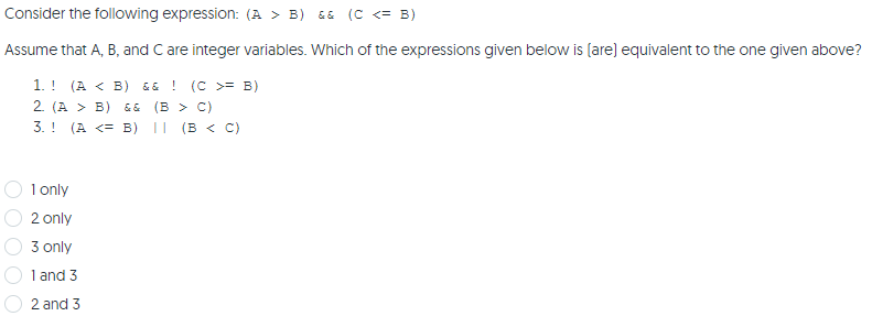 Solved Consider the following expression: (A > B) && (C