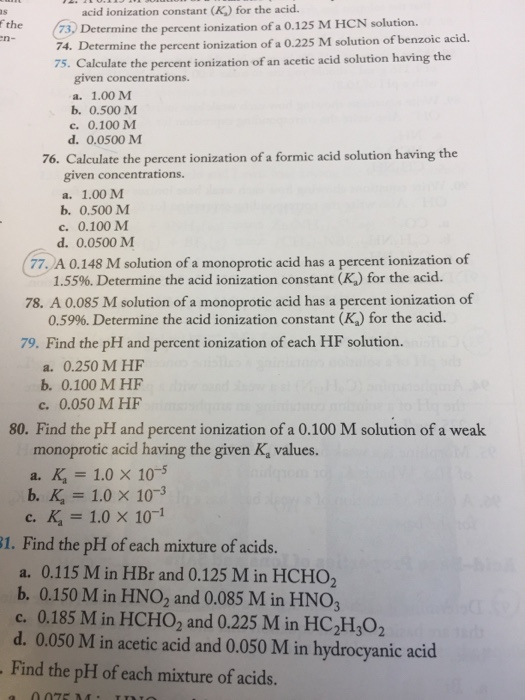 Solved Determine the percent ionization of a 0.125 M HCN | Chegg.com