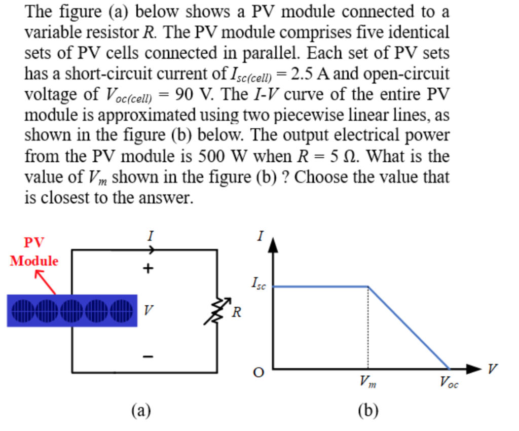 Solved The figure (a) below shows a PV module connected to a | Chegg.com