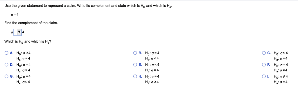 Solved Use the given statement to represent a claim. Write | Chegg.com