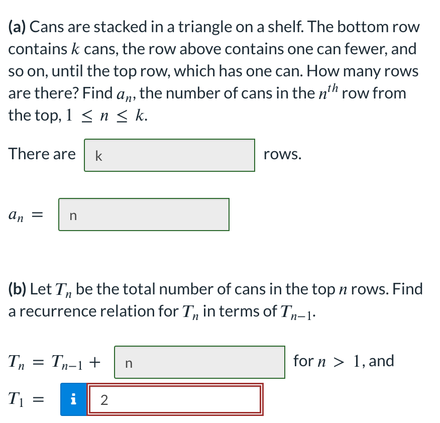 Solved (a) Cans are stacked in a triangle on a shelf. The | Chegg.com