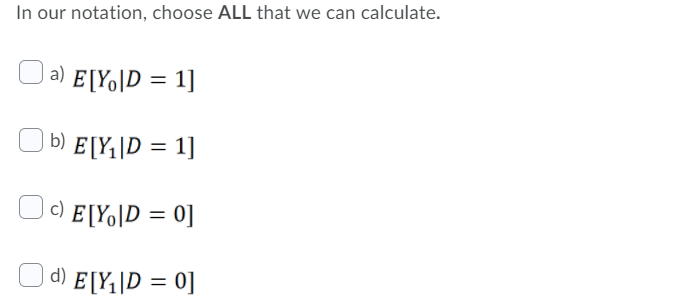 In our notation, choose ALL that we can calculate. a) | Chegg.com