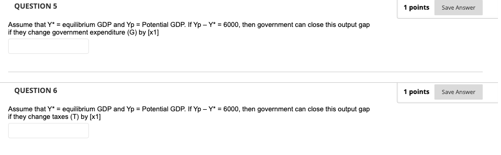 Solved Assume that Y∗= equilibrium GDP and Yp= Potential | Chegg.com