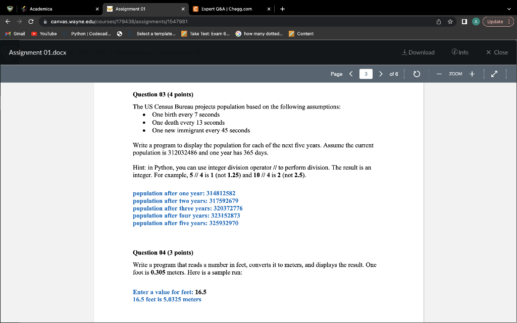 Solved The US Census Bureau projects population based on the | Chegg.com