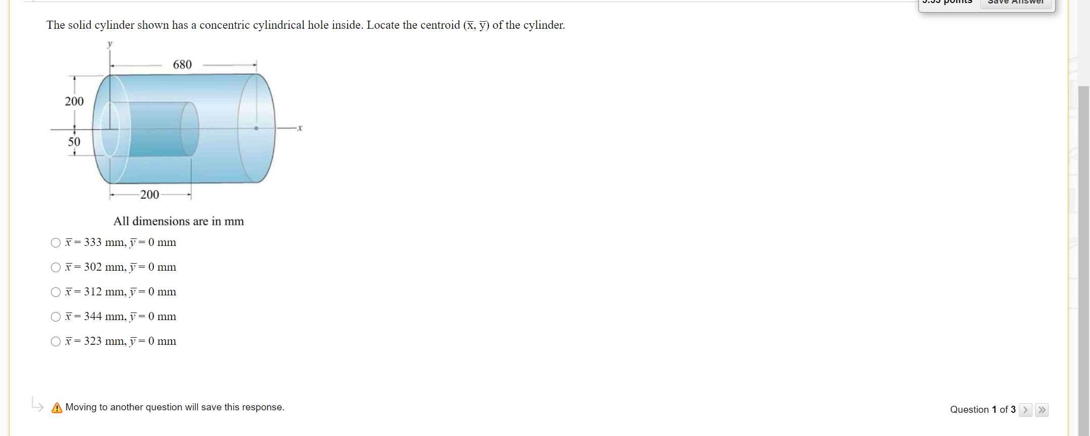 Solved The solid cylinder shown has a concentric cylindrical | Chegg.com