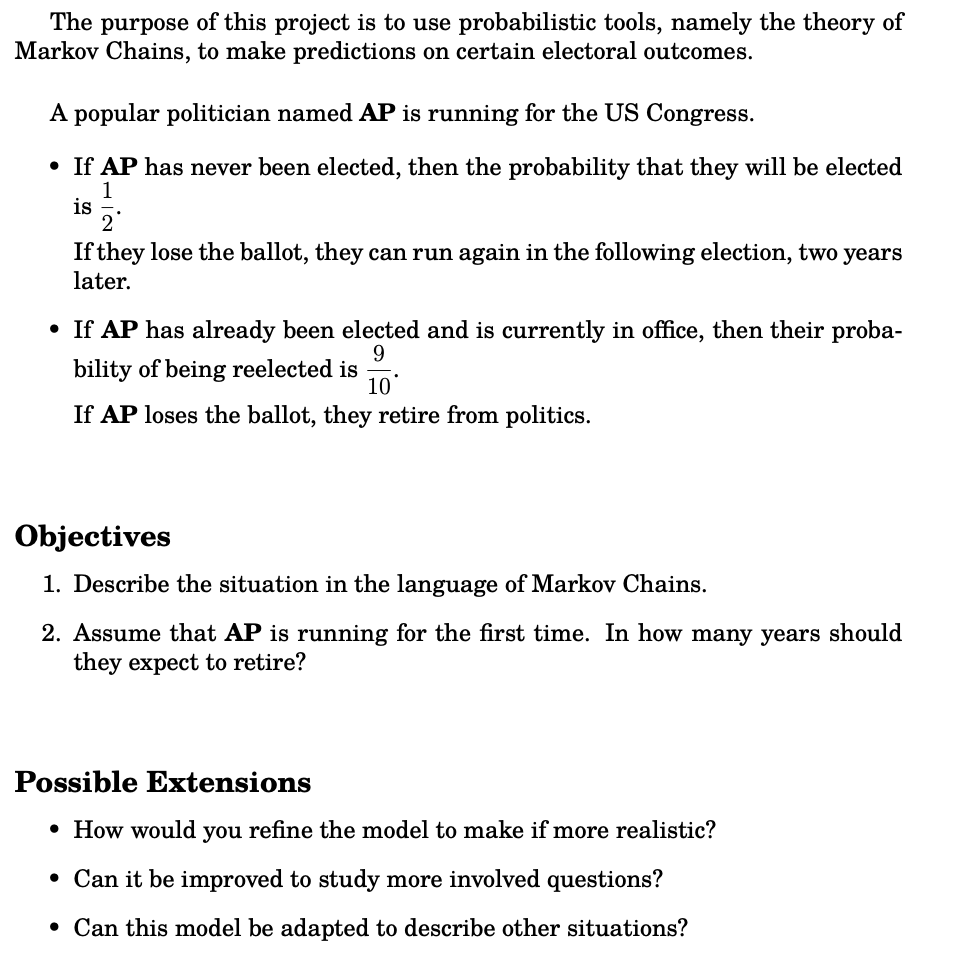 Solved The purpose of this project is to use probabilistic | Chegg.com