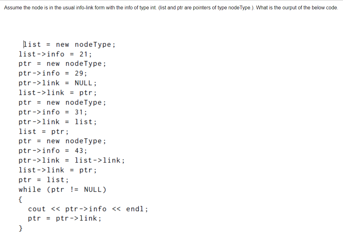 Solved Assume the node is in the usual info-link form with | Chegg.com