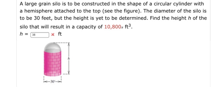 Solved A large grain silo is to be constructed in the shape | Chegg.com