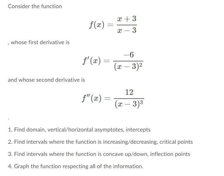 Solved Consider the function f(3) x + 3 X - 3 , whose first | Chegg.com