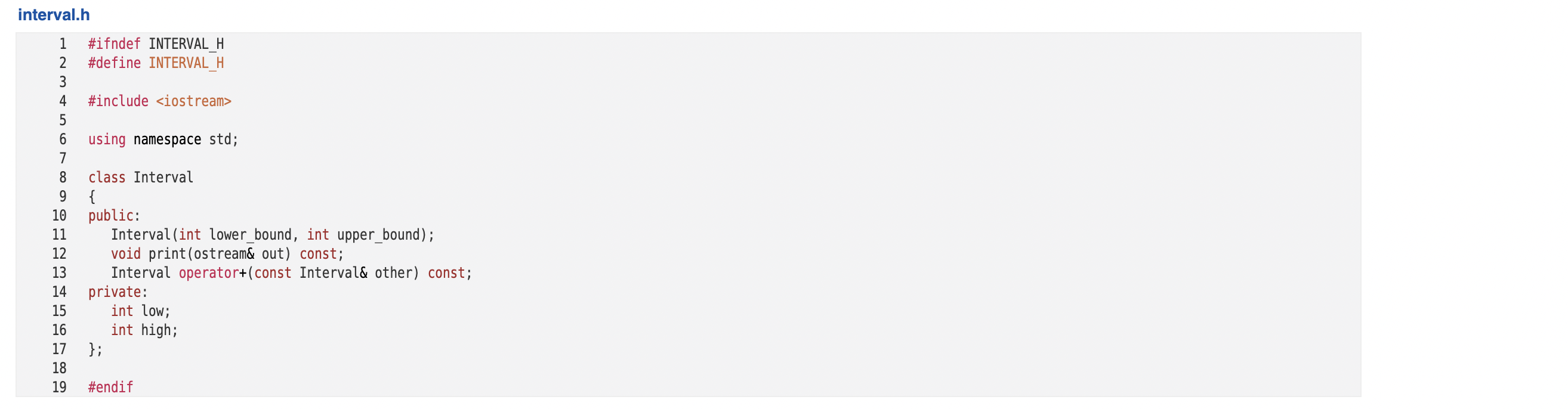 Solved c++ An interval is a range of numbers between | Chegg.com