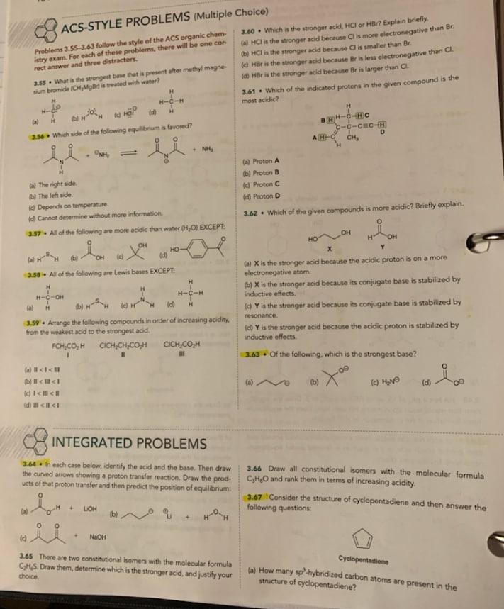 Solved Problems 3.55-3.63 follow the style of the ACS | Chegg.com