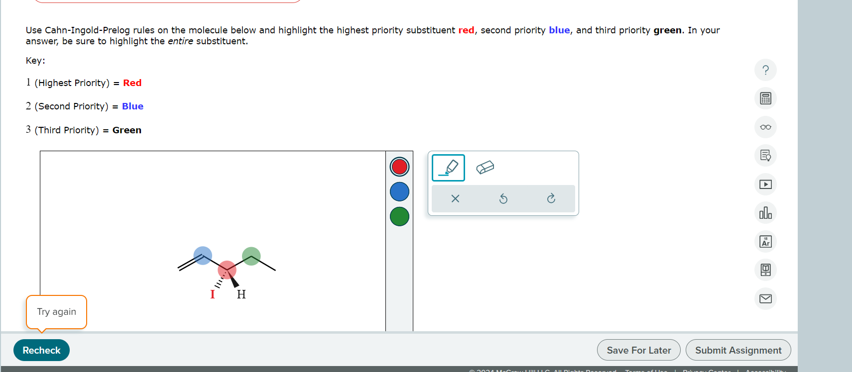 Solved Use Cahn-Ingold-Prelog rules on the molecule below | Chegg.com