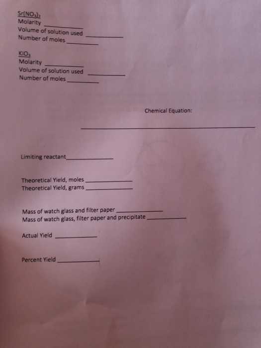 Molarity Volume of solution used Number of moles KIO2 | Chegg.com