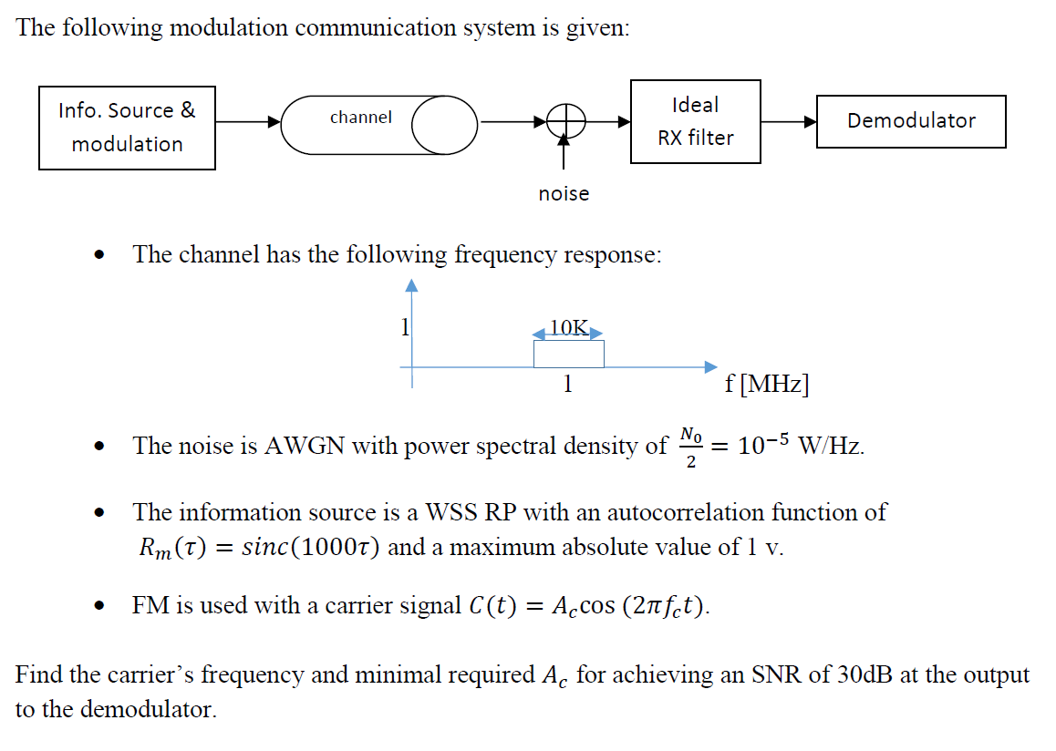 Solved The following modulation communication system is | Chegg.com