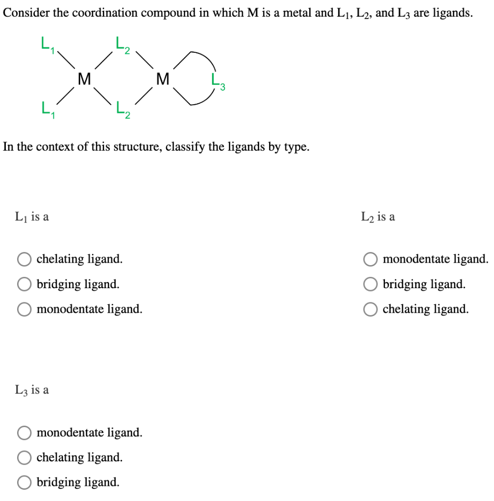 Solved Consider the coordination compound in which M is a | Chegg.com